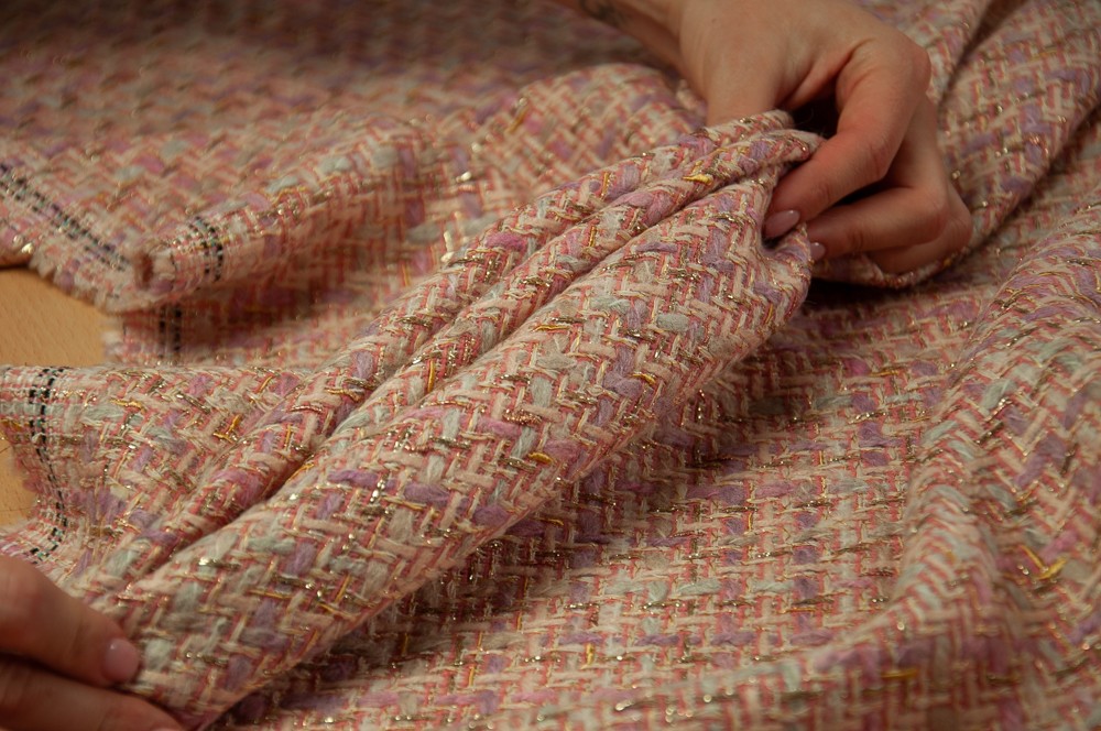 Tkanina chanelka - różowa - KEY Fabrics